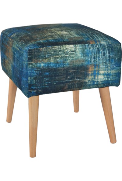 Zeen Concept Praga Kare Puf Yeşil Kırçıllı Desenli