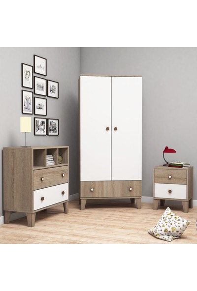 Bimossa Artos Çocuk Odası Takımı Ceviz Beyaz Bimossa Artos Çocuk Odası Takımı Ceviz Beyaz