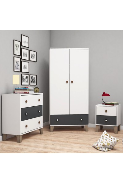 Bimossa Titus Çocuk Odası Takımı Beyaz Antrasit