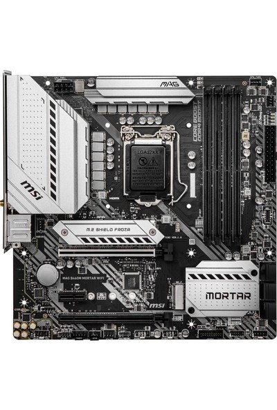 MSI MAG B460M MORTAR WIFI SOKET 1200 DDR4 2933 HDMI DP M.2 USB 3.2 RGB Wifi MATX Anakart MSI MAG B460M MORTAR WIFI SOKET 1200 DDR4 2933 HDMI DP M.2 USB 3.2 RGB Wifi MATX Anakart