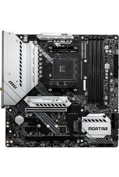 MSI MAG B550M Mortar Wifi AM4 DDR4 4400(OC) HDMI DP M.2 USB3.2 WIFI MATX Anakart MSI MAG B550M Mortar Wifi AM4 DDR4 4400(OC) HDMI DP M.2 USB3.2 WIFI MATX Anakart
