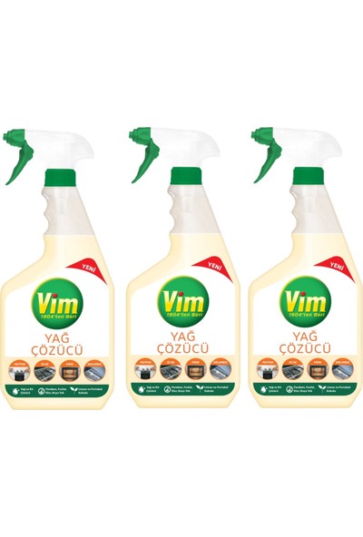 Vim Mutfak Yağ Çözücü Sprey 750 ml 3'lü