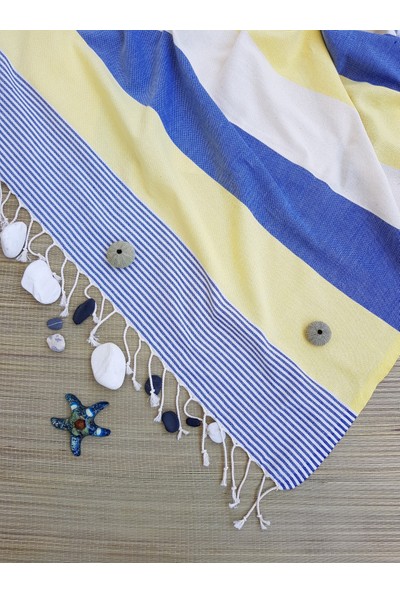 Wellstil Efes Sarı - Lacivert Çizgili Peştamal