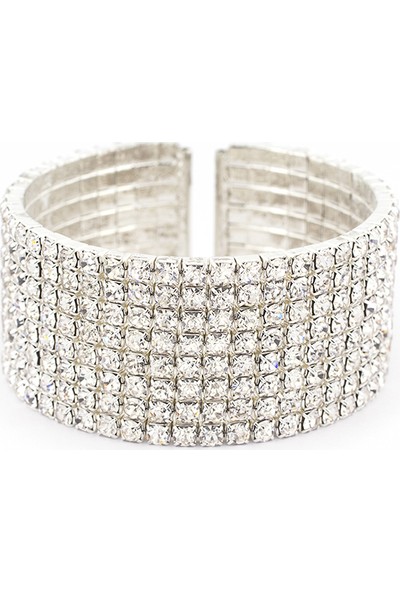 Lavisera Su Yolu Sekiz Sıra Taşlı Kelepçe Bilezik