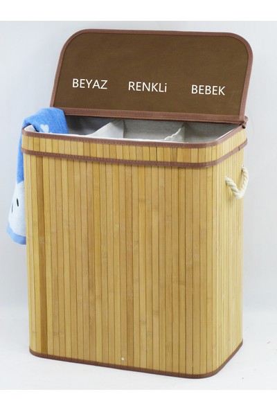 Rem Lorin Bambu Katlanır Çamaşır Sepeti Üç Hazneli Naturel Rem Lorin Bambu Katlanır Çamaşır Sepeti Üç Hazneli Naturel