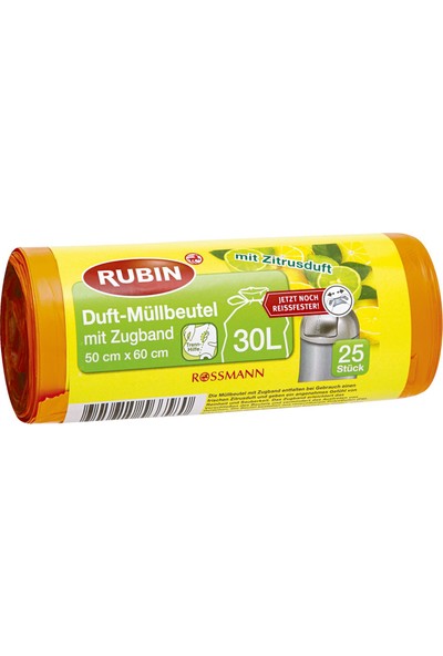 Rubin Çöp Torbası 30 lt 50 x 60 cm 25'li Limon Kokulu
