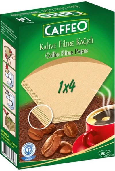 Caffeo 1 x 4 Caffeo Kahve Filtre Kağıdı 80'li Caffeo 1 x 4 Caffeo Kahve Filtre Kağıdı 80'li