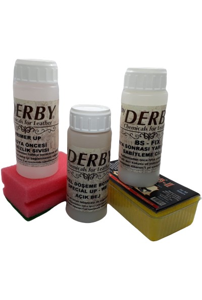 Derby 5'li Derby Açık Bej Deri Oto Direksiyon Döşeme Boyama Seti