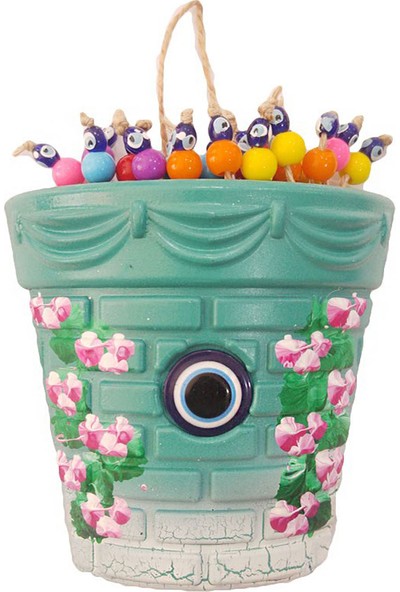 Bimbambom Nazar Boncuklu Duvar Süsü Nazarlıklı Yarım Duvar Saksısı