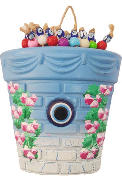 Bimbambom Nazar Boncuklu Duvar Süsü Nazarlıklı Yarım Duvar Saksısı