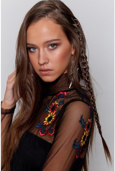 Silver Plain Saç Küpesi 12'li