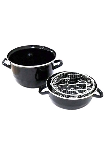 Alev Emaye Kızartma Tenceresi Metal Kapaklı