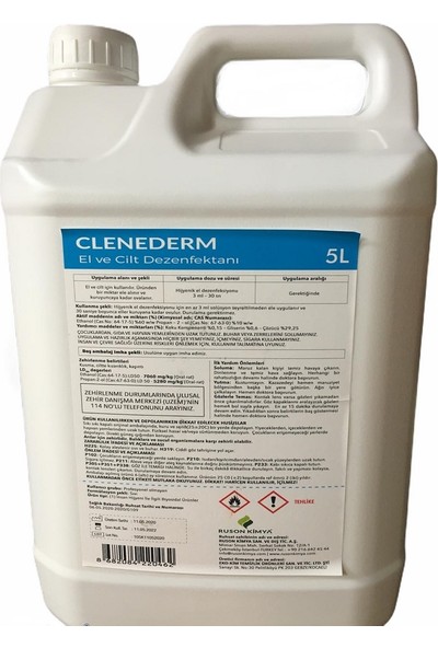 Clenederm Antibakteriyel El ve Cilt Dezenfektanı 5 lt