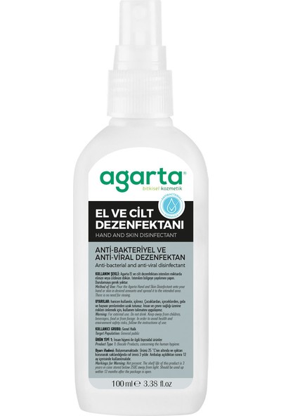 Agarta Alkollü El ve Cilt Dezenfektanı 100 ml