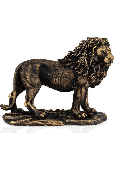 Çiçekmisin Taş Zeminde Aslan Figürü Siyah 30 x 25 cm