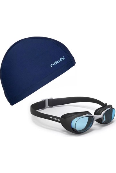 Nabaiji Yetişkin (L) Boy Yüzücü Gözlüğü + Kumaş Yüzücü Bonesi (Mavi)