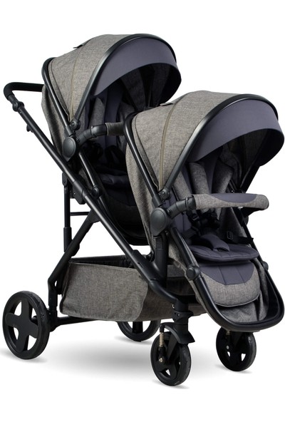 BabyHope Escape Travel İkiz Bebek Arabası Gri
