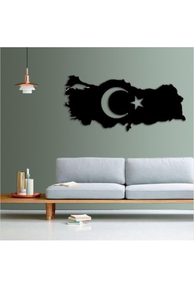 Woodenart Ledli Türkiye Haritası Ahşap Tablo