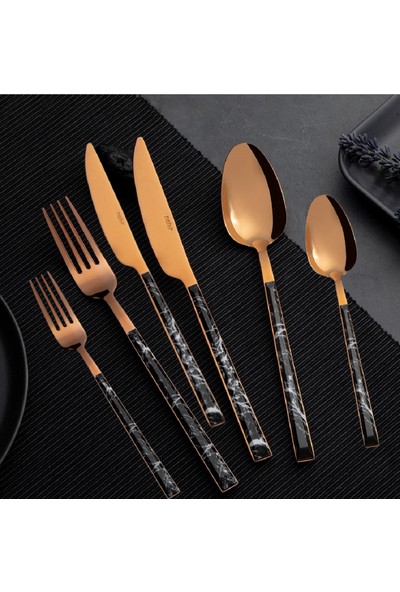 Nehir 36 Parça Modern Bronz Çatal Kaşık Bıçak Takımı 6 Kişilik Set Nehir 36 Parça Modern Bronz Çatal Kaşık Bıçak Takımı 6 Kişilik Set