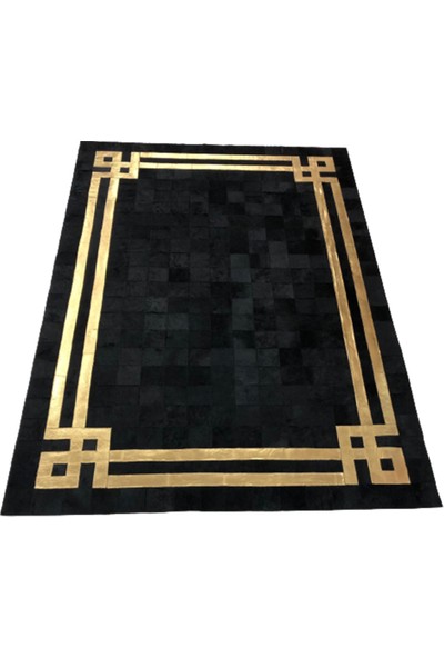 Bienna Fur Siyah Naturel Deri Halı