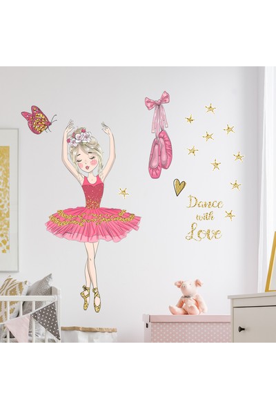 DekorLoft Pembe Balerin Çocuk Odası Duvar Sticker CS-876