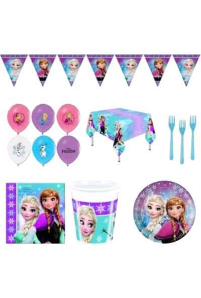 Pembe Mavi Karlar Ülkesi Elsa Frozen Doğum Günü Parti Seti 8'li Pembe Mavi Karlar Ülkesi Elsa Frozen Doğum Günü Parti Seti 8'li