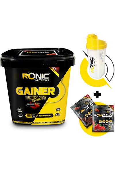 Gainer Ultimate 6000 G Kilo Almaya Yardımcı Karbonhidrat Tozu + Shaker ve 2 Adet Tek Kullanımlık Whey Protein Gainer Ultimate 6000 G Kilo Almaya Yardımcı Karbonhidrat Tozu + Shaker ve 2 Adet Tek Kullanımlık Whey Protein