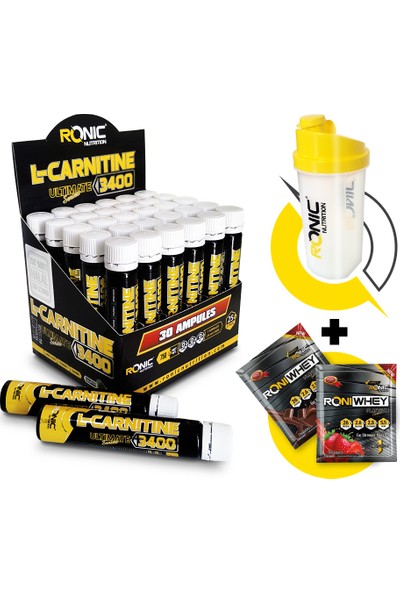 L - Carnitine 3400 Ultimate 30 Ampul (Böğürtlen Aromalı) + Shaker ve 2 Adet Tek Kullanımlık Whey Protein L - Carnitine 3400 Ultimate 30 Ampul (Böğürtlen Aromalı) + Shaker ve 2 Adet Tek Kullanımlık Whey Protein