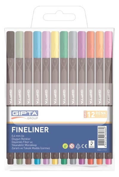 Gıpta Fineliner Kalem 0,4 Mm - Pvc Blister -Üçgen-12 Renk Gıpta Fineliner Kalem 0,4 Mm - Pvc Blister -Üçgen-12 Renk
