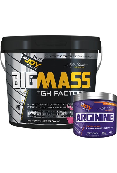 Big Joy Big Mass Gh Factors 5 kg + Arginine 120 gr Kombinasyonu Big Joy Big Mass Gh Factors 5 kg + Arginine 120 gr Kombinasyonu