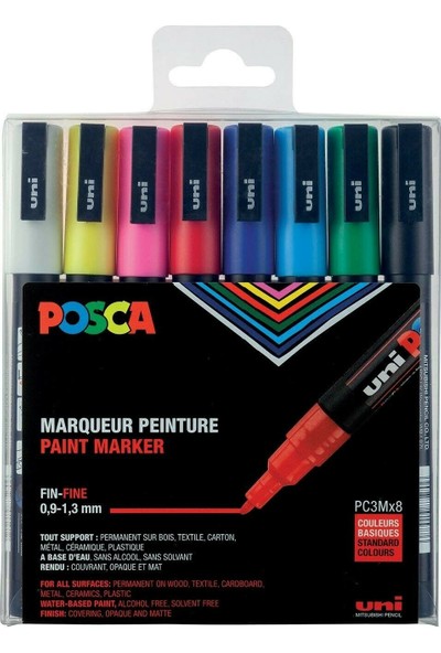Uni Poster Markörü Posca Pc-3M 7+1 0.9-1.3 Anarenk Uni Poster Markörü Posca Pc-3M 7+1 0.9-1.3 Anarenk