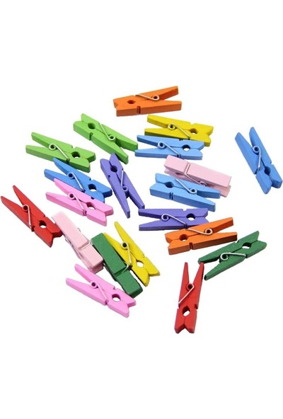 Smileswishes Renkli Ahşap Mini Mandal 50'li Smileswishes Renkli Ahşap Mini Mandal 50'li