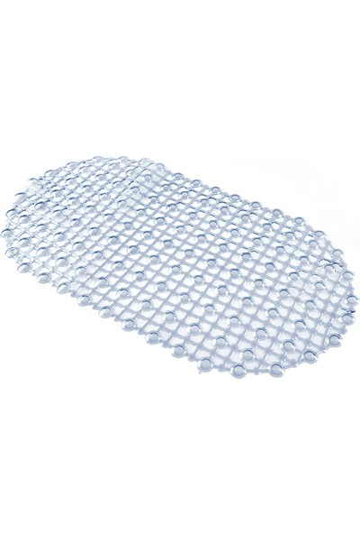 Bimbambom Kaymaz Paspas 36X63, Vakumlu Şeffaf Pvc Banyo Paspası Gri