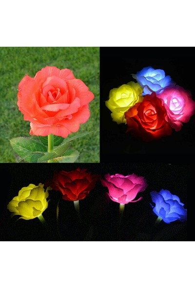 Bimbambom Solar Bahçe Lambası Kırmızı Gül 7905 1Dal, Dekoratif Bahçe Aydınlatma