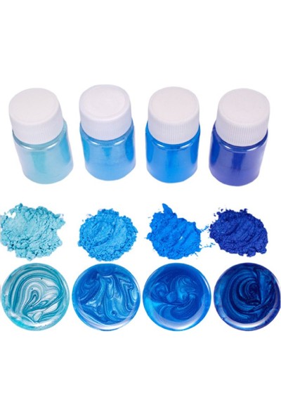 Brtrkimya 4 Renk X 10 Gr Mavi Tonu Sedefli Epoksi Metalik Toz Pigment Seti Brtrkimya 4 Renk X 10 Gr Mavi Tonu Sedefli Epoksi Metalik Toz Pigment Seti