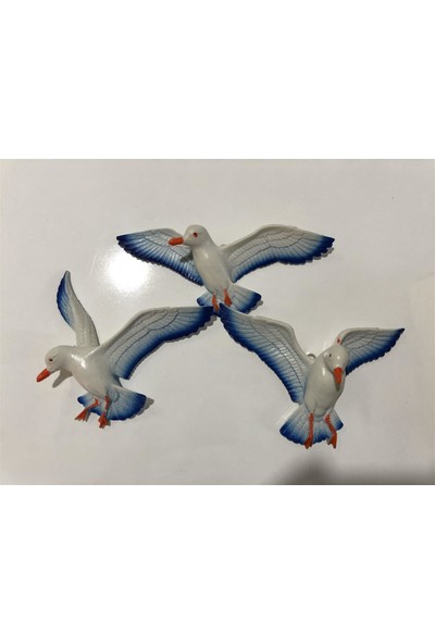 Kardeşler Polyester 3 Lü 3 Boyutlu Martı Seti Duvar Süsü Lacivert