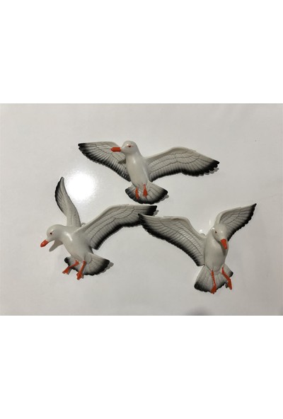 Kardeşler Polyester 3 Lü 3 Boyutlu Martı Seti Duvar Süsü Siyah