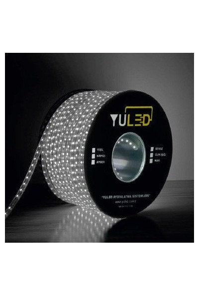 Yuled 3 Çipli Dış-İç Mekan Silikonlu Şerit Led 220V - Volt 10 Metre + 1 Güç Fişi - Double Pcb Beyaz Yuled 3 Çipli Dış-İç Mekan Silikonlu Şerit Led 220V - Volt 10 Metre + 1 Güç Fişi - Double Pcb Beyaz