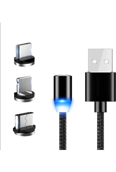 Trend Sepetim 3in1 Micro USB/Type-C/Lightning Ledli Mıknatıslı Manyetik Şarj Kablosu Trend Sepetim 3in1 Micro USB/Type-C/Lightning Ledli Mıknatıslı Manyetik Şarj Kablosu