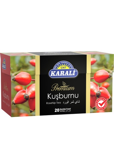 Karali Bardak Poşet Bitki Çayı Kuşburnu 20'li Karali Bardak Poşet Bitki Çayı Kuşburnu 20'li