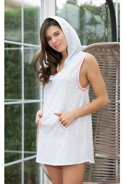 Just Basic L70019 Dots Kadın Grimelanj Puan Baskılı Plaj Elbisesi