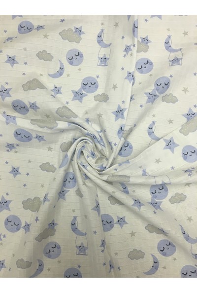 Enhitbaby Çok Amaçlı Muslin Örtü 90 x 100 cm - Mavi Sallanan Yıldız Desenli