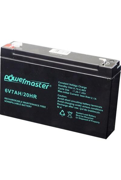 Powermaster 6V 7AH Kuru Akü