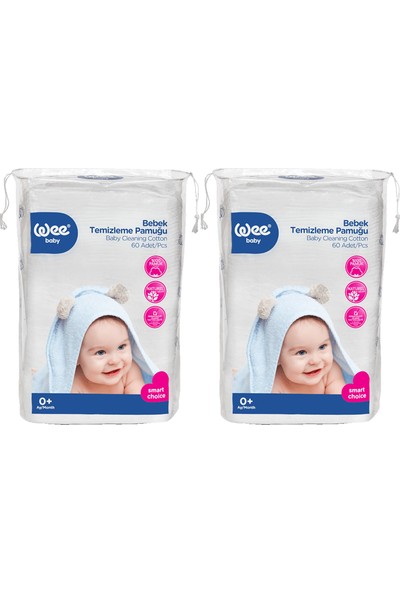 Wee Baby Bebek Temizleme Pamuğu 60'lı - 2 Adet Wee Baby Bebek Temizleme Pamuğu 60'lı - 2 Adet