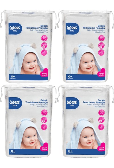 Wee Baby Bebek Temizleme Pamuğu 60'lı - 4 Adet Wee Baby Bebek Temizleme Pamuğu 60'lı - 4 Adet