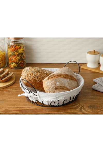 English Home Twist Hasır Yuvarlak Ekmek Sepeti 30 x 8 cm Bej