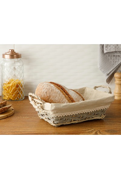 English Home Fiesta Hasır Dikdörtgen Ekmek Sepeti 28 x 20 x 9 cm Kahve
