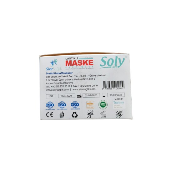 Soly Care Tek Kullanımlık Üç Katlı Cerrahi Maske Telli 50 Fiyatı