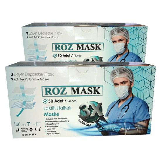 Roz Mask 3 Katlı Ultrasonıc Tek Kullanımlık Tıp I Cerrahi Fiyatı