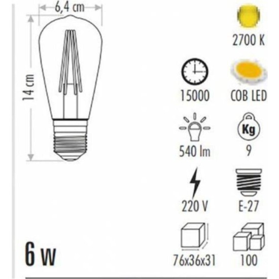 Cata 6W Rustik LED Ampul E27 5 Adet Amber Renkli Ct 4284 Fiyatı